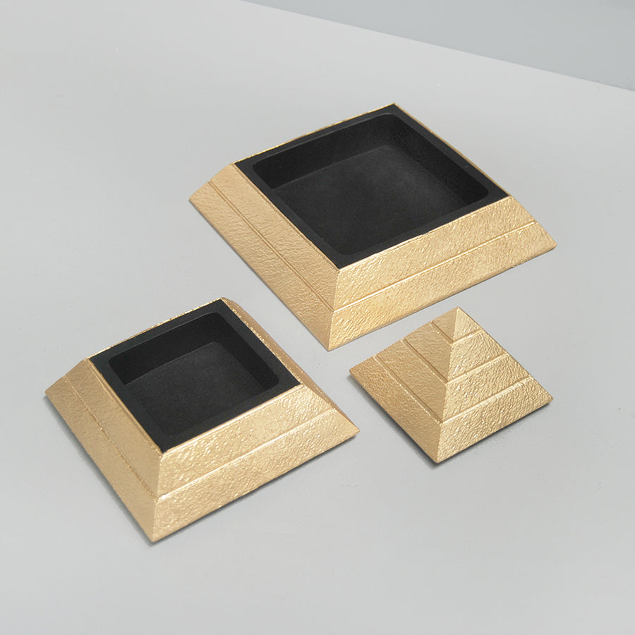 Gold Pyramid Trinket Box – Resin Decor by White Moose