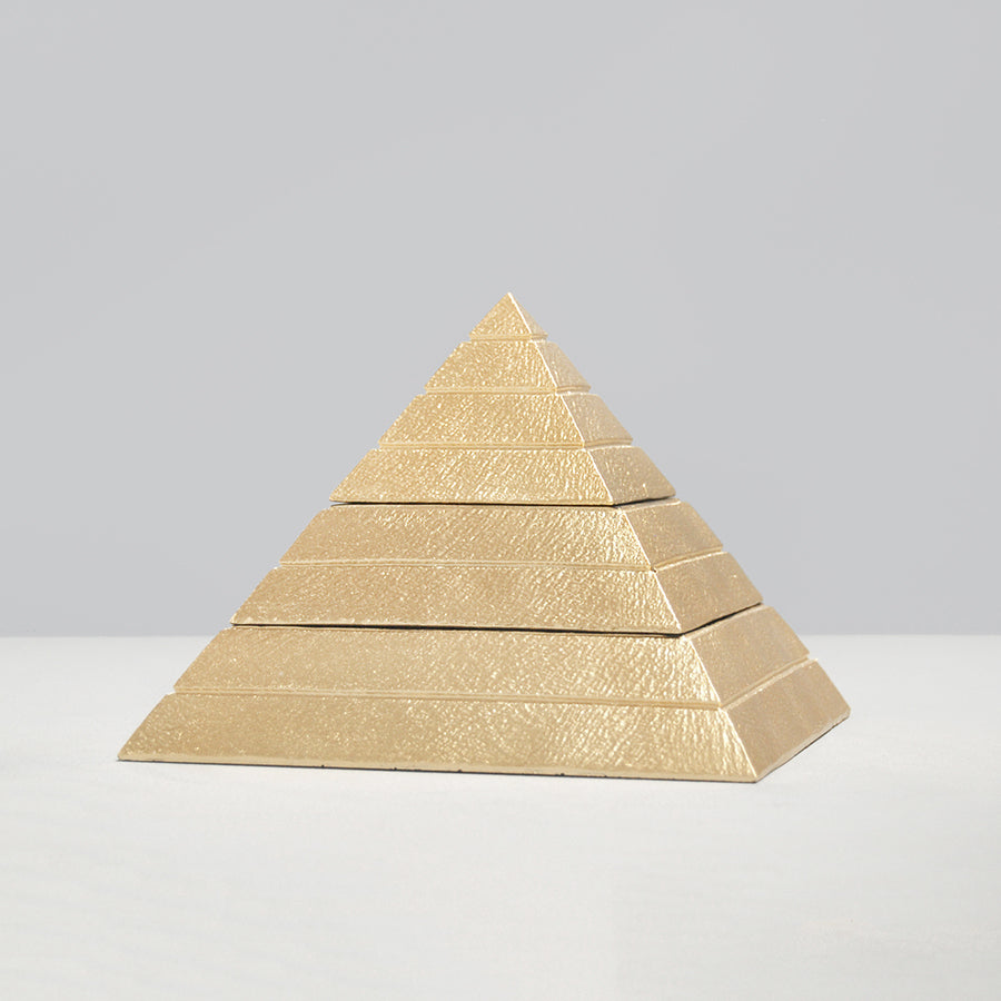 Gold Pyramid Trinket Box – Resin Decor by White Moose