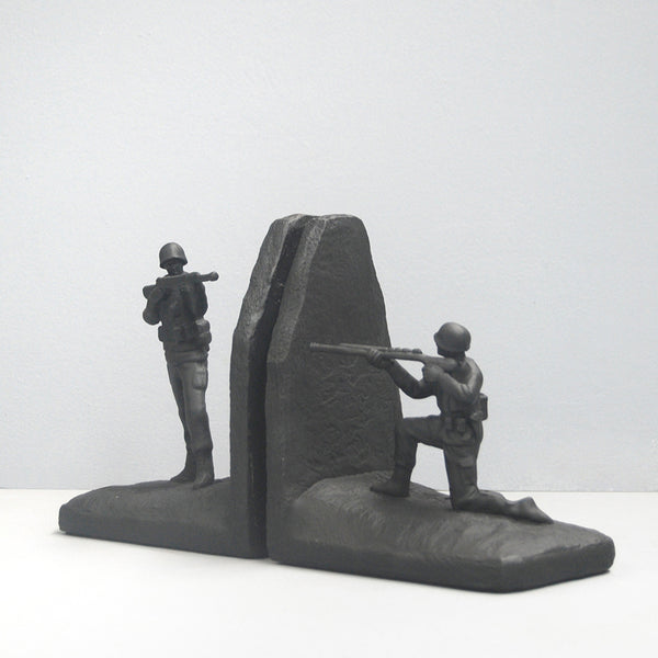 Army Bookends – Matte Black Resin Soldiers by White Moose